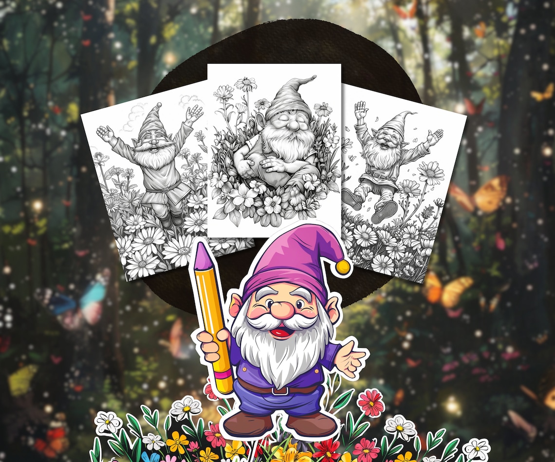 100+ Gnomes Coloring Pages, Cute Gnome Coloring Sheets, Garden Gnomes ...