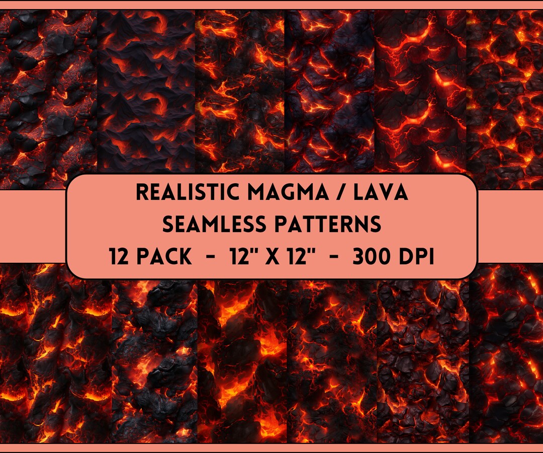 Lava and Magma Seamless Patterns, Armageddon Background Papers, Hot ...