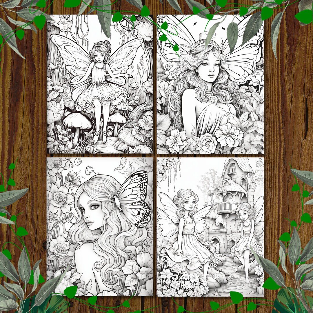 Fairy Coloring Pages, 20 Fantasy Coloring Sheets, for Kids and Adults ...