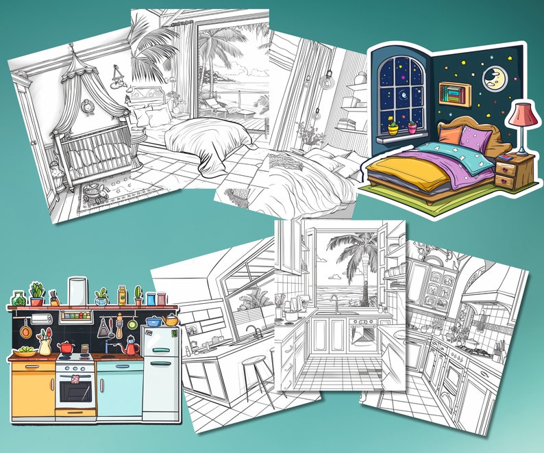 100+ Home Interior Coloring Pages, Interior Design Coloring Sheets ...