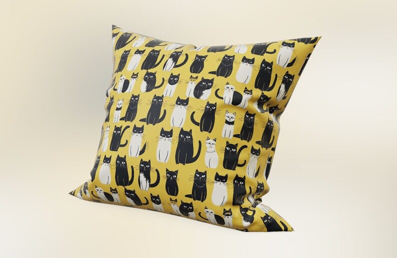 Cartoon Cats Seamless Patterns, Cartoon Cats Prints, Cat Digital Prints ...