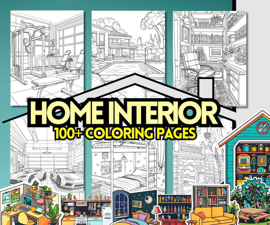 100+ Home Interior Coloring Pages, Interior Design Coloring Sheets ...