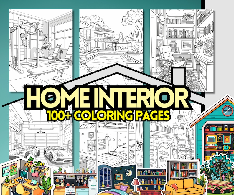 100+ Home Interior Coloring Pages, Interior Design Coloring Sheets ...