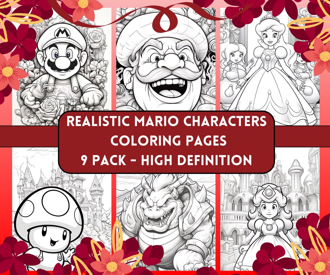 Realistic Super Mario Characters Coloring Pages, Mario and Friends ...