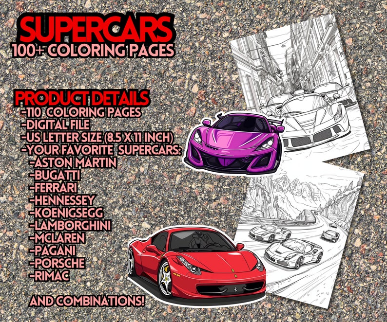 100+ Super Cars Coloring Pages, for Kids and Adults, Supercars, Cars ...