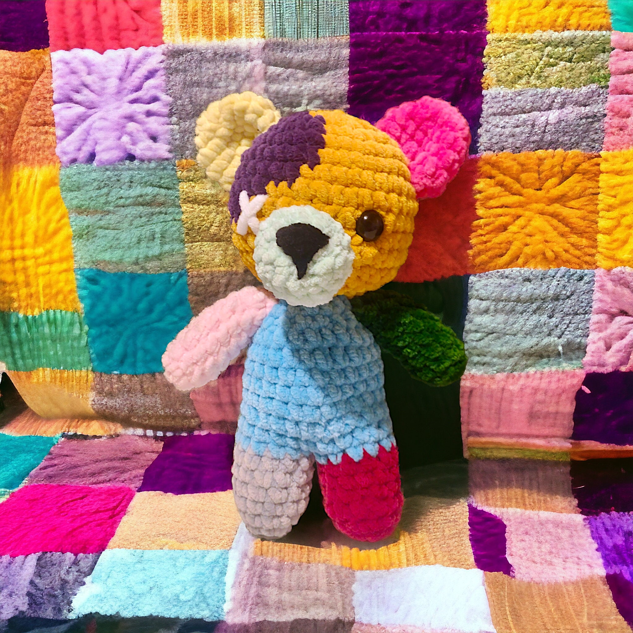 Patchwork Bear Amigurumi Crochet Plush Cozy Cryptid Co - Etsy