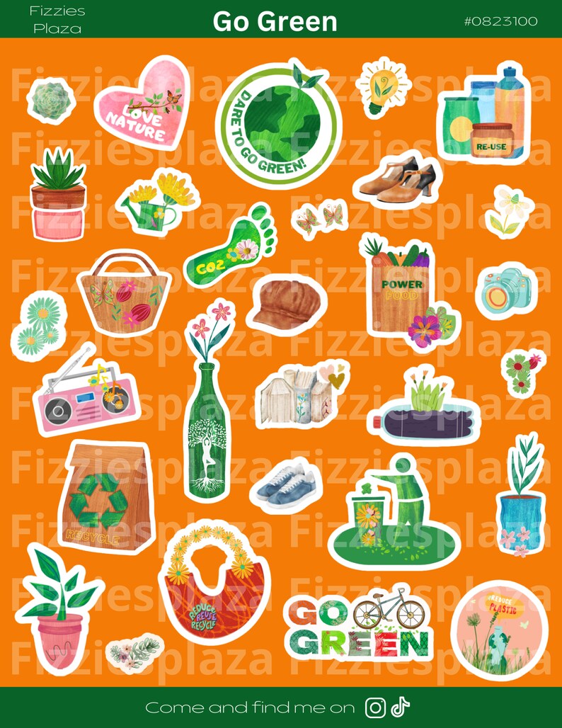 Go Green Digital Stickers 30 Sustainability and Environment - Etsy