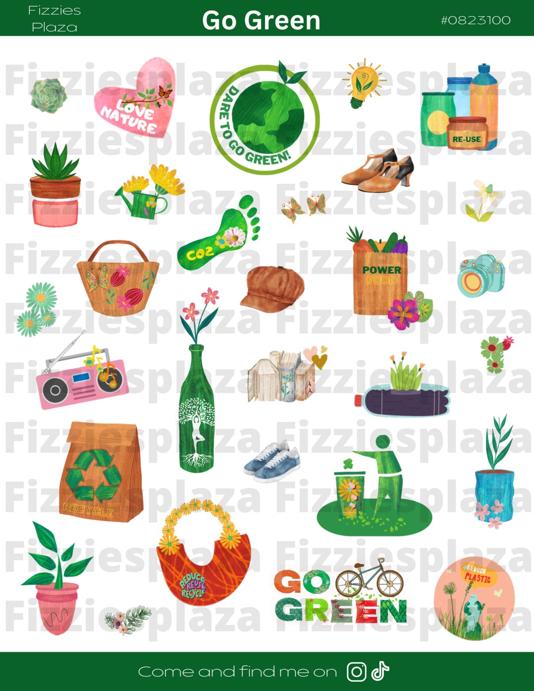 Go Green Digital Stickers 30 Sustainability and Environment - Etsy