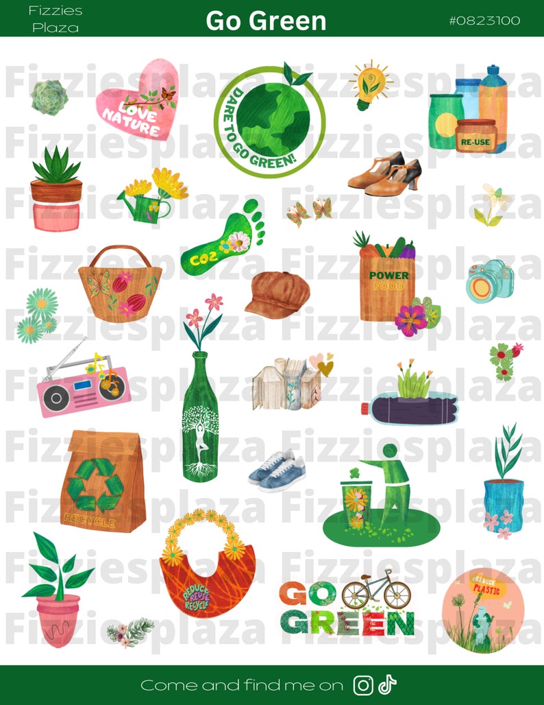 Go Green Digital Stickers 30 Sustainability and Environment - Etsy
