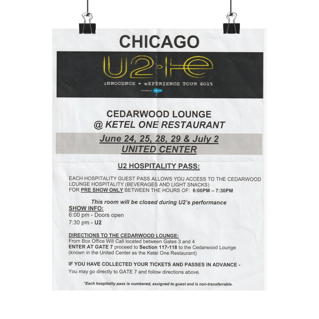 U2 VIP Instruction Sheet Vertical Poster - Etsy