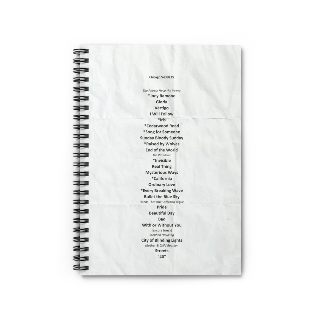 U2 Setlist Ruled Line Spiral Notebook - Etsy