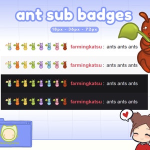 Twitch Discord Sub / Bit Badges Cute Kawaii Ant Bug Insect - Etsy
