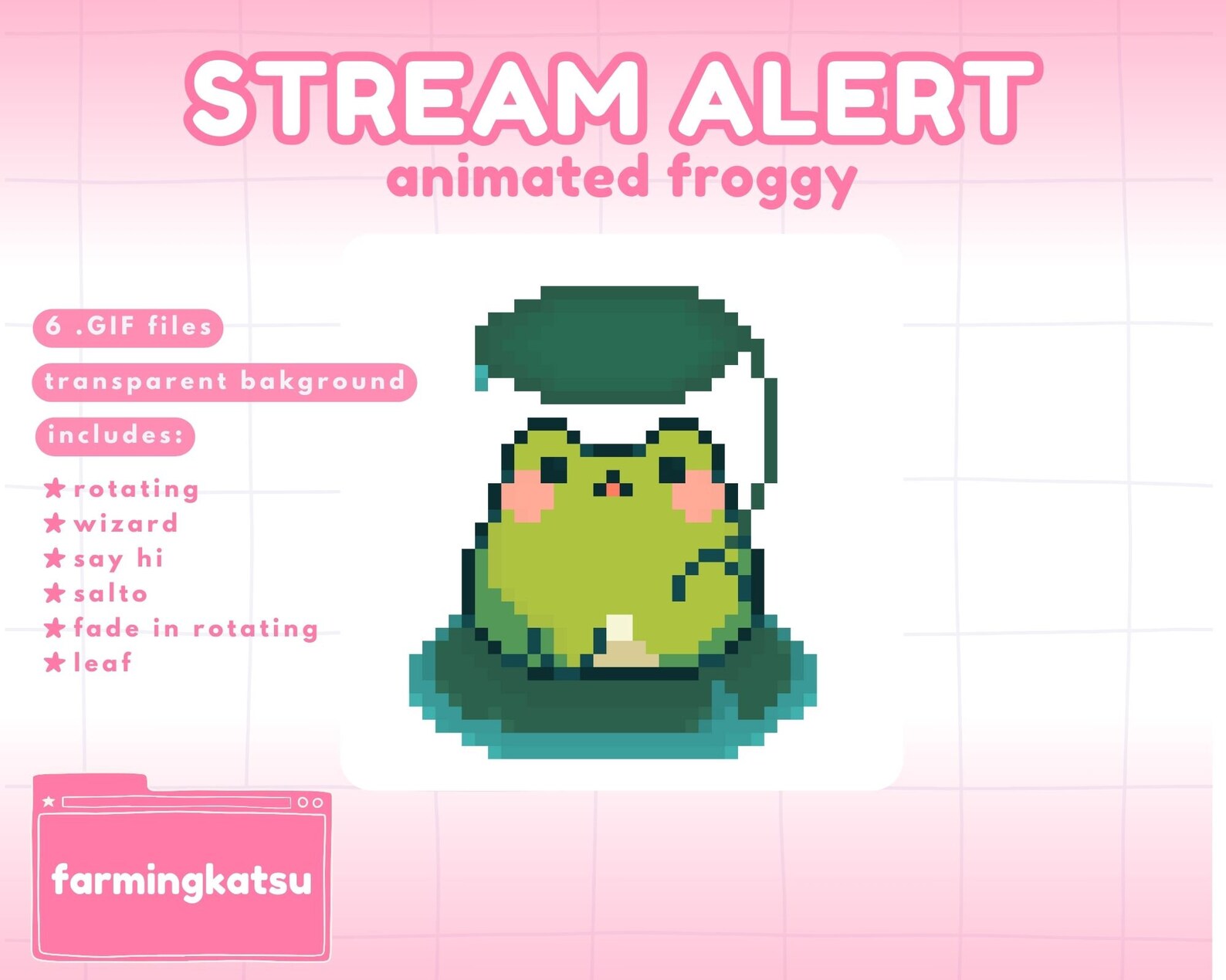 Frog Streamalert Pack Animated | Cute Kawaii Stream Mascot Frog OBS ...
