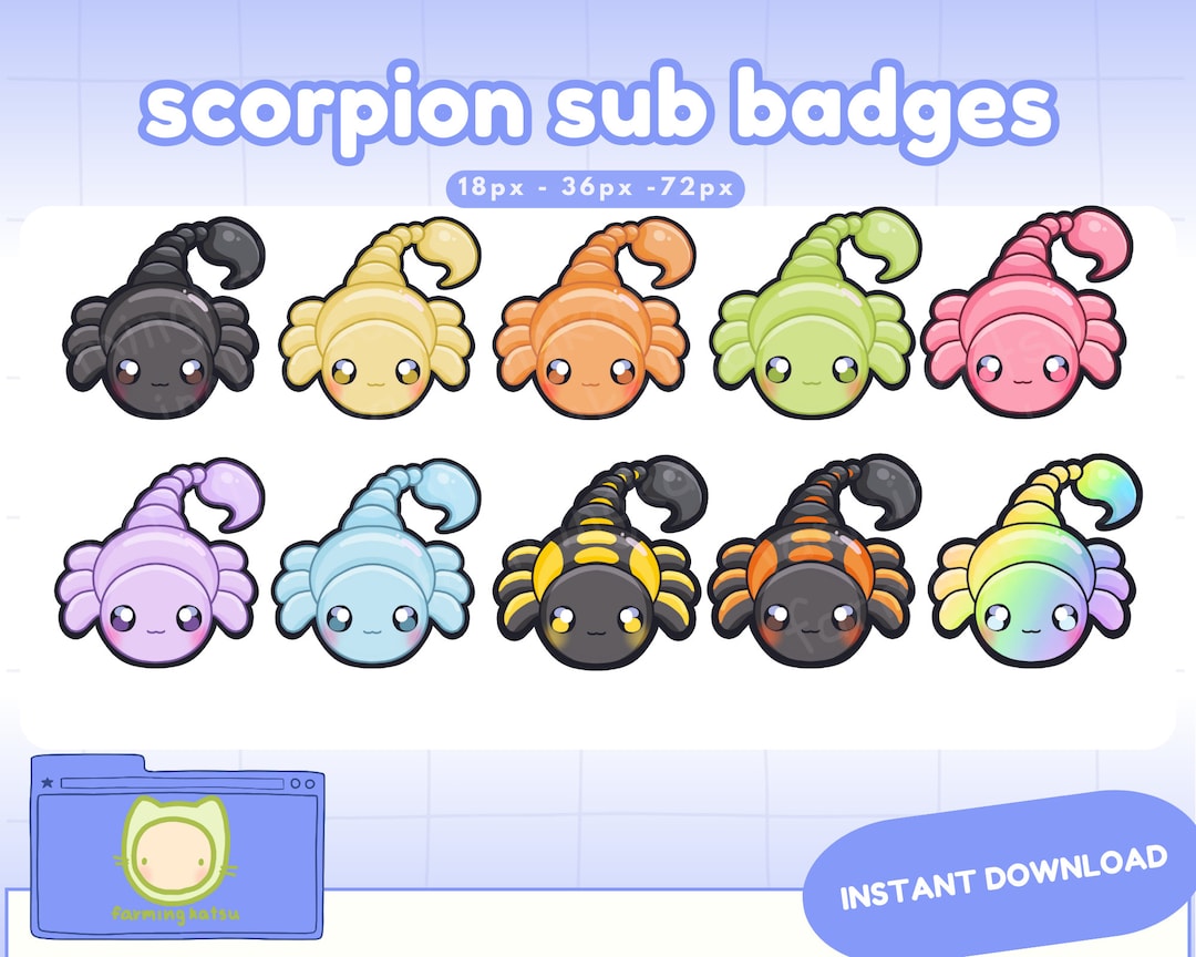 Twitch Discord Sub / Bit Badges Cute Kawaii Scorpion Bug Insect - Etsy
