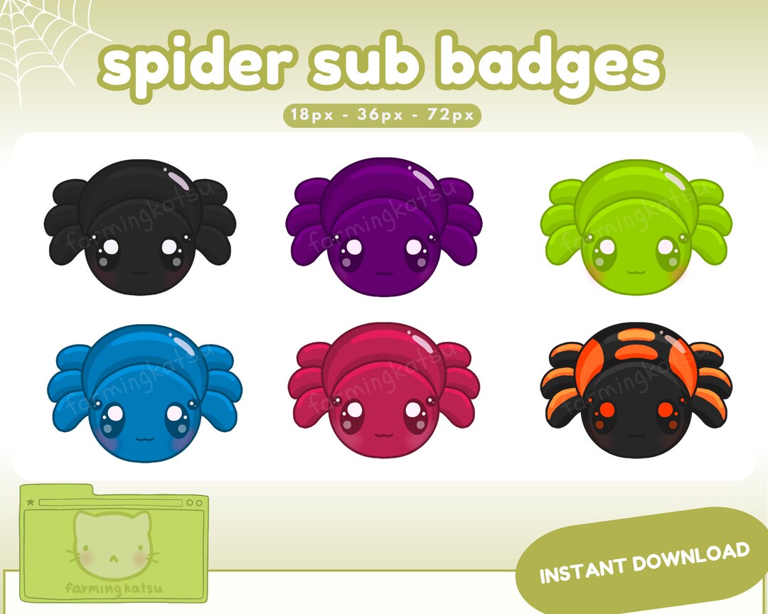 Twitch Discord Sub / Bit Badges Cute Kawaii Spider - Etsy