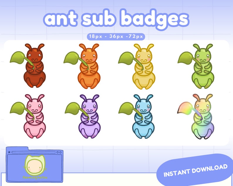 Twitch Discord Sub / Bit Badges Cute Kawaii Ant Bug Insect - Etsy
