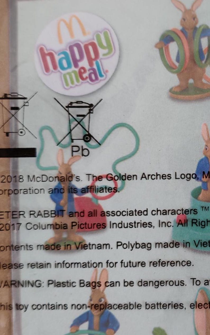 Peter Rabbit - Mcdonalds Happy Meal Plastic Toys 2018 - Etsy