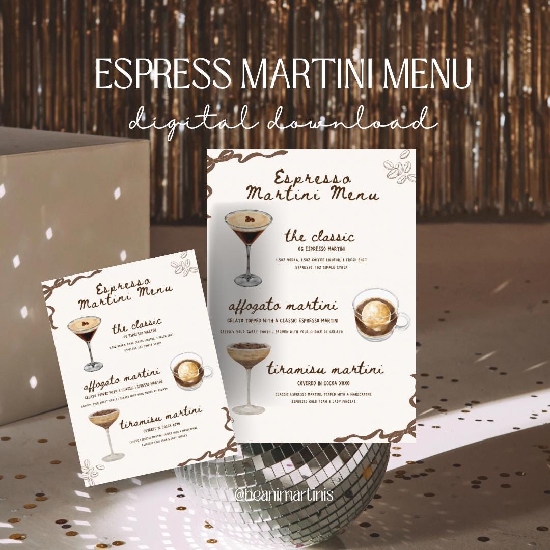 Espresso Martini Menu - Etsy