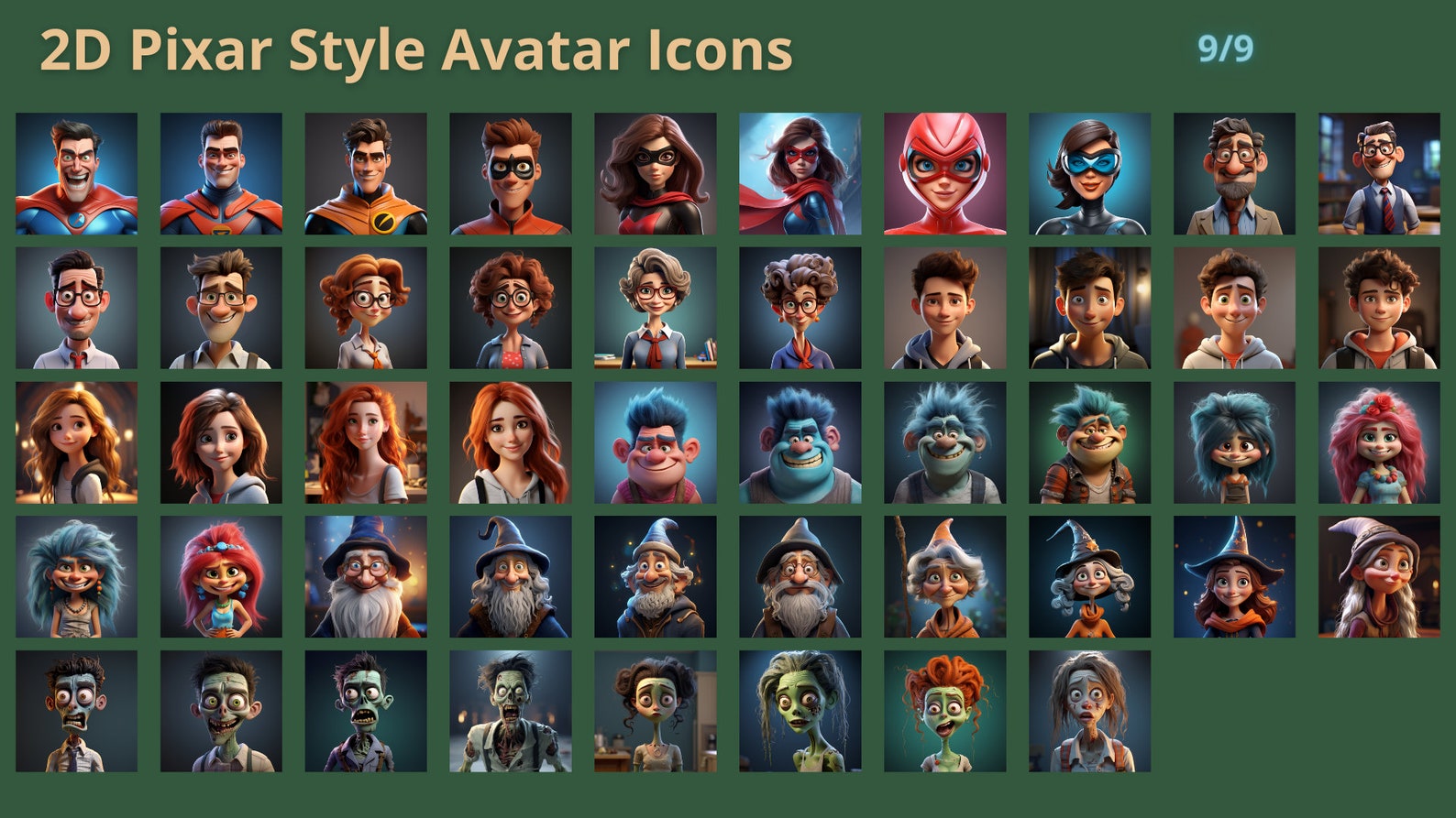 2D Pixar Style, Character Avatar Icons Mega Pack V1 - Etsy