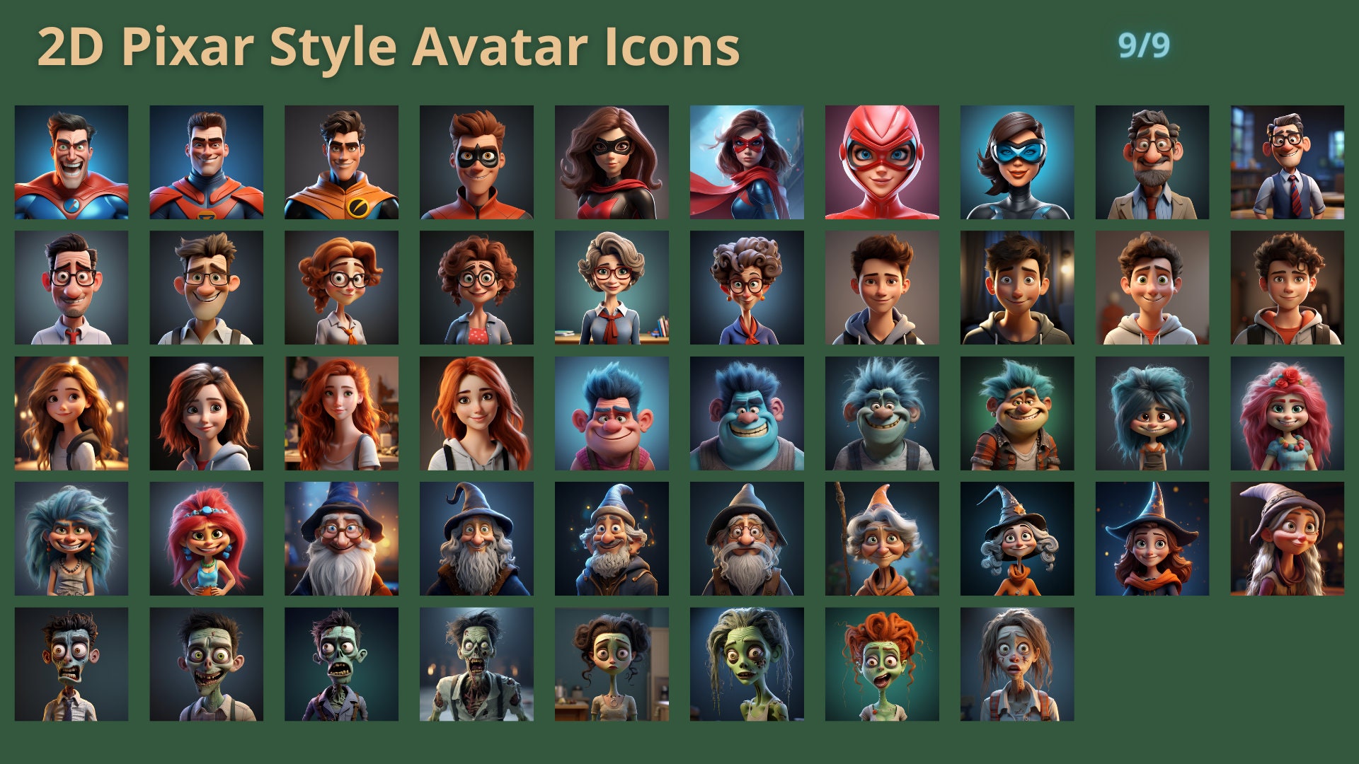 2D Pixar Style, Character Avatar Icons Mega Pack V1 - Etsy