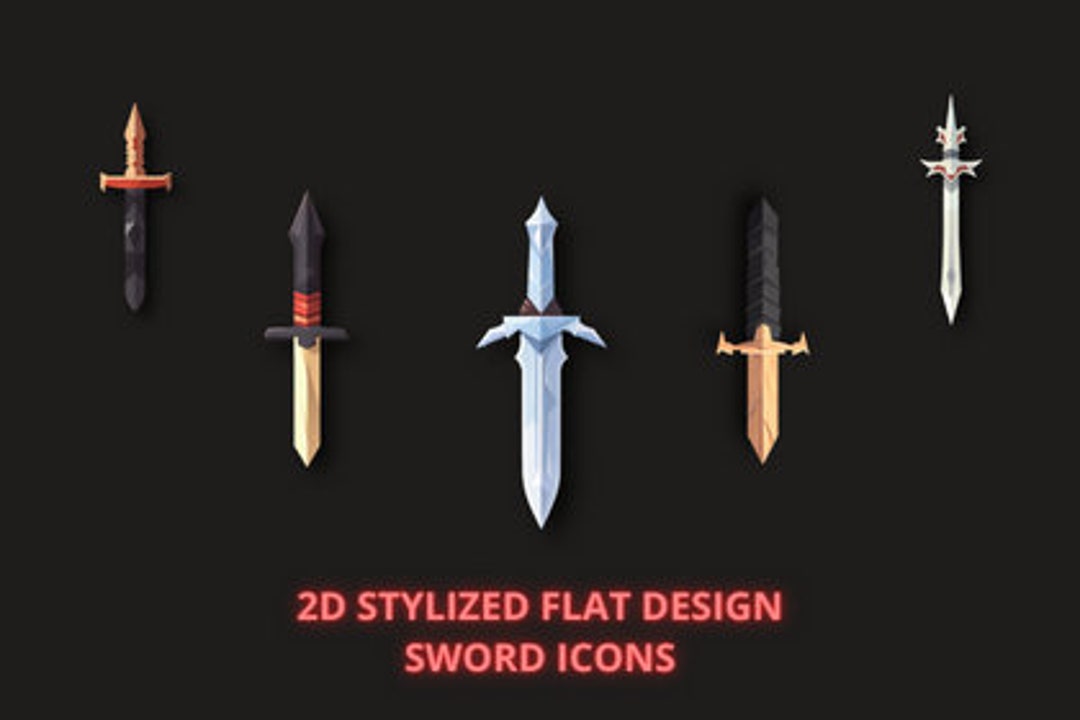 2D Stylized Flat Design Sword Icons - Etsy