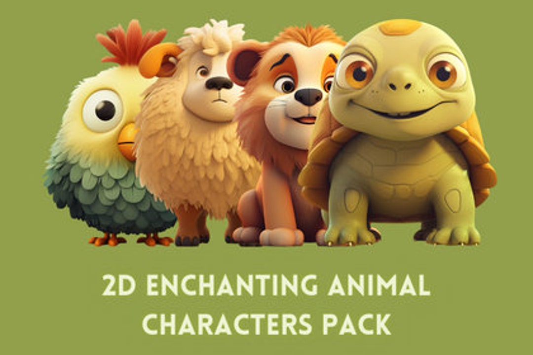 2D Enchanting Animal Characters Pack - Etsy