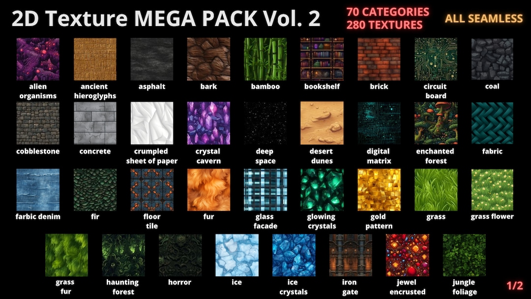 2D Seamless Tileable Textures Megapack Vol 2 - Etsy