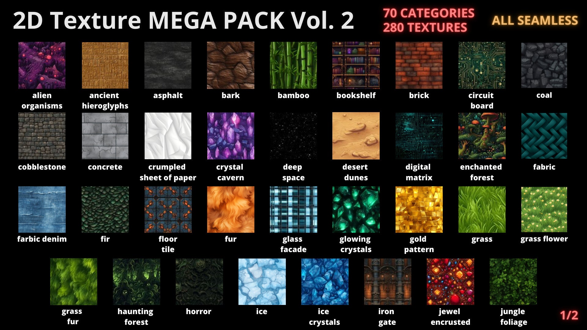 2D Seamless Tileable Textures Megapack Vol 2 - Etsy