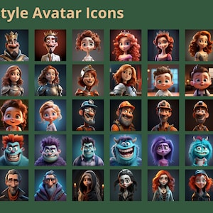 2D Pixar Style, Character Avatar Icons Mega Pack V1 - Etsy