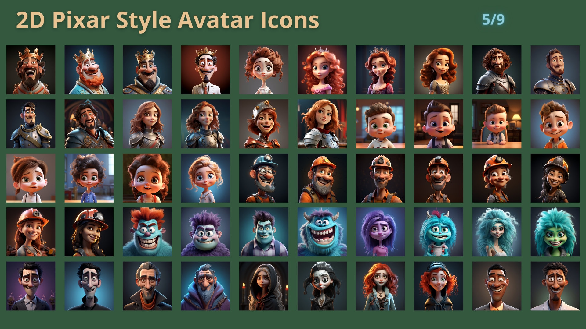 2D Pixar Style, Character Avatar Icons Mega Pack V1 - Etsy