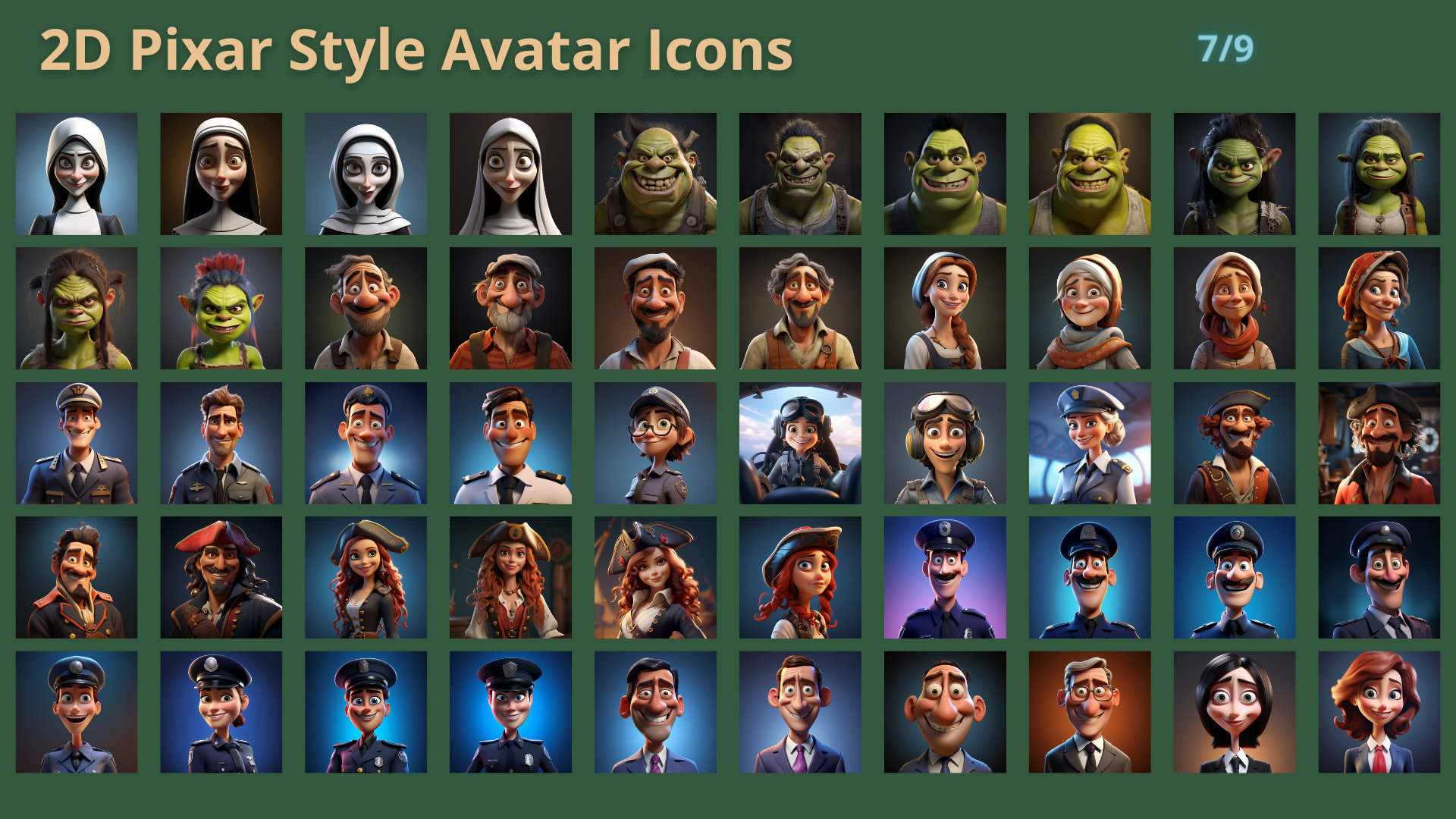 2D Pixar Style, Character Avatar Icons Mega Pack V1 - Etsy