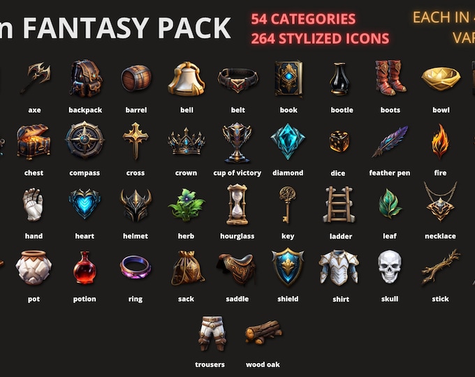Bags and Boxes - Icons - Video Game - RPG - Dnd - High Quality Clip Art ...