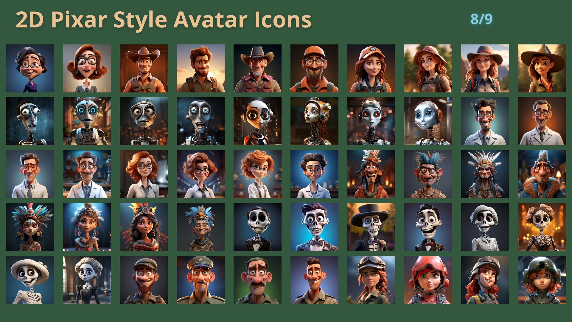 2D Pixar Style, Character Avatar Icons Mega Pack V1 - Etsy