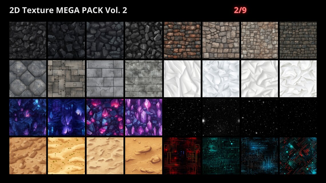 2D Seamless Tileable Textures, Megapack - Vol 2 - Etsy