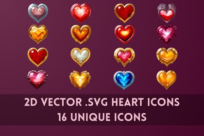 2D VECTOR .svg Heart Icons - Etsy