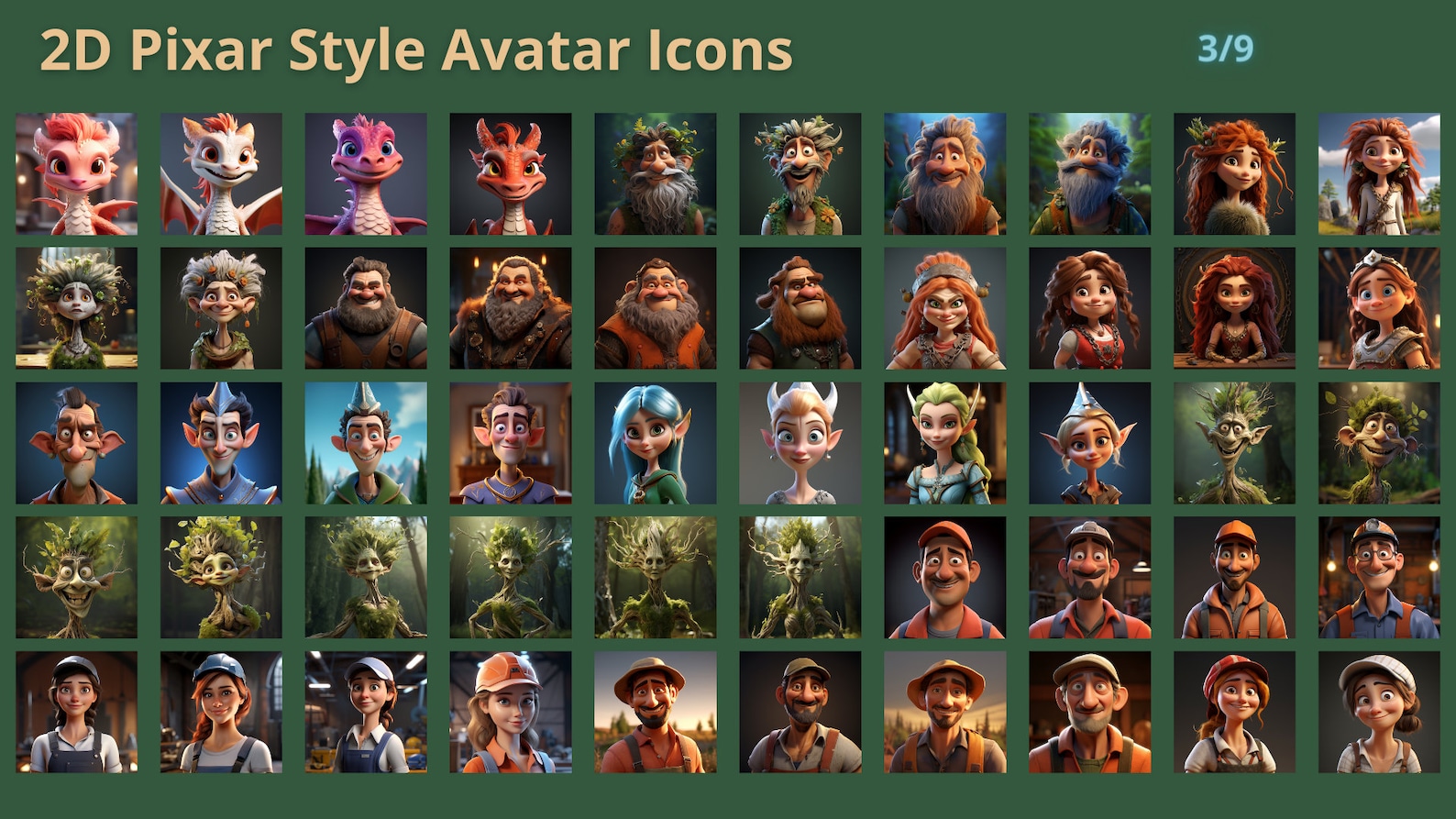 2D Pixar Style, Character Avatar Icons Mega Pack V1 - Etsy