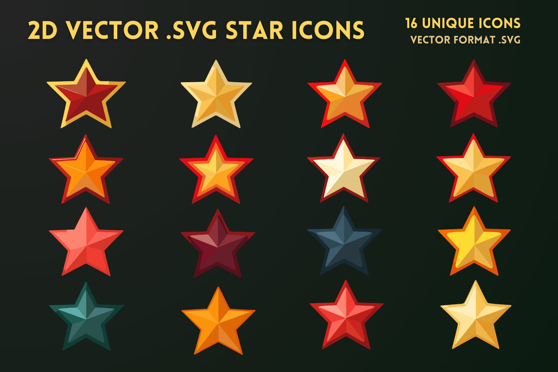 2D VECTOR .svg Star Icons - Etsy