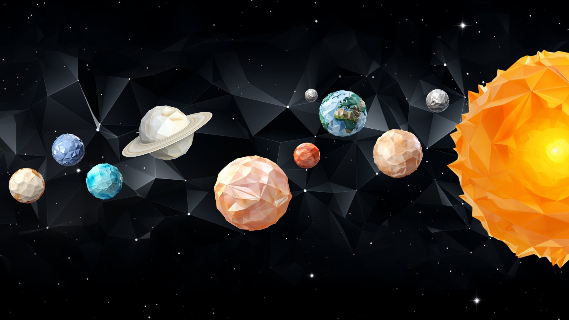 2D Solar System Low Poly Pack - Etsy