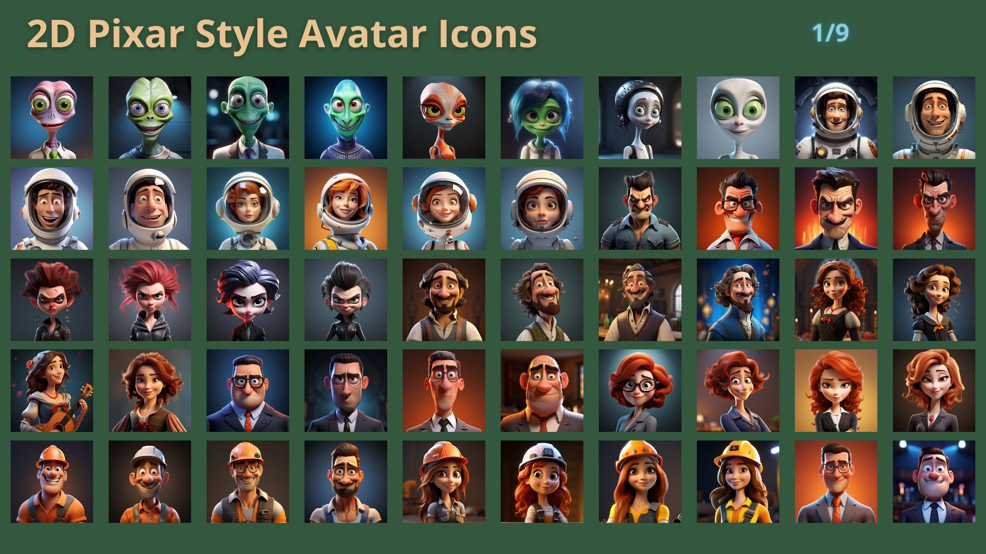2D Pixar Style, Character Avatar Icons Mega Pack V1 - Etsy