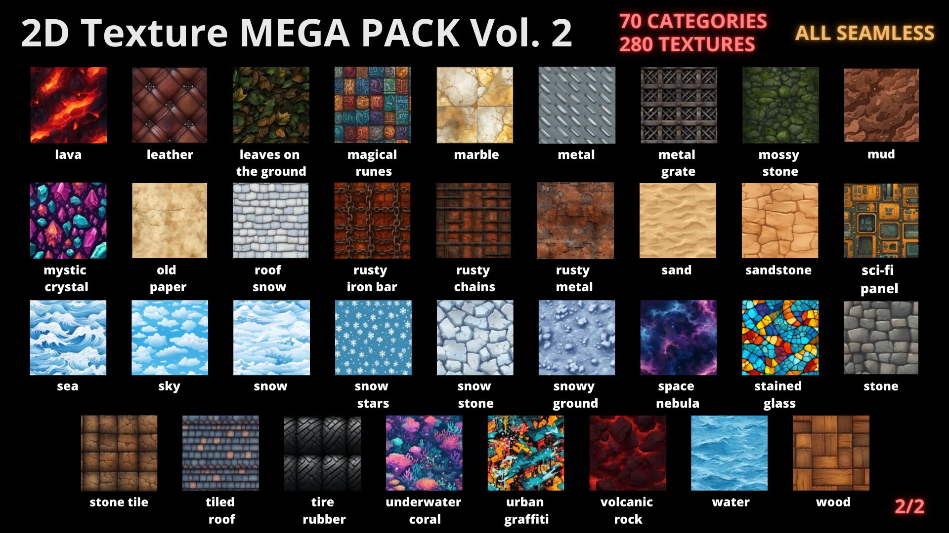 2D Seamless Tileable Textures Megapack Vol 2 - Etsy
