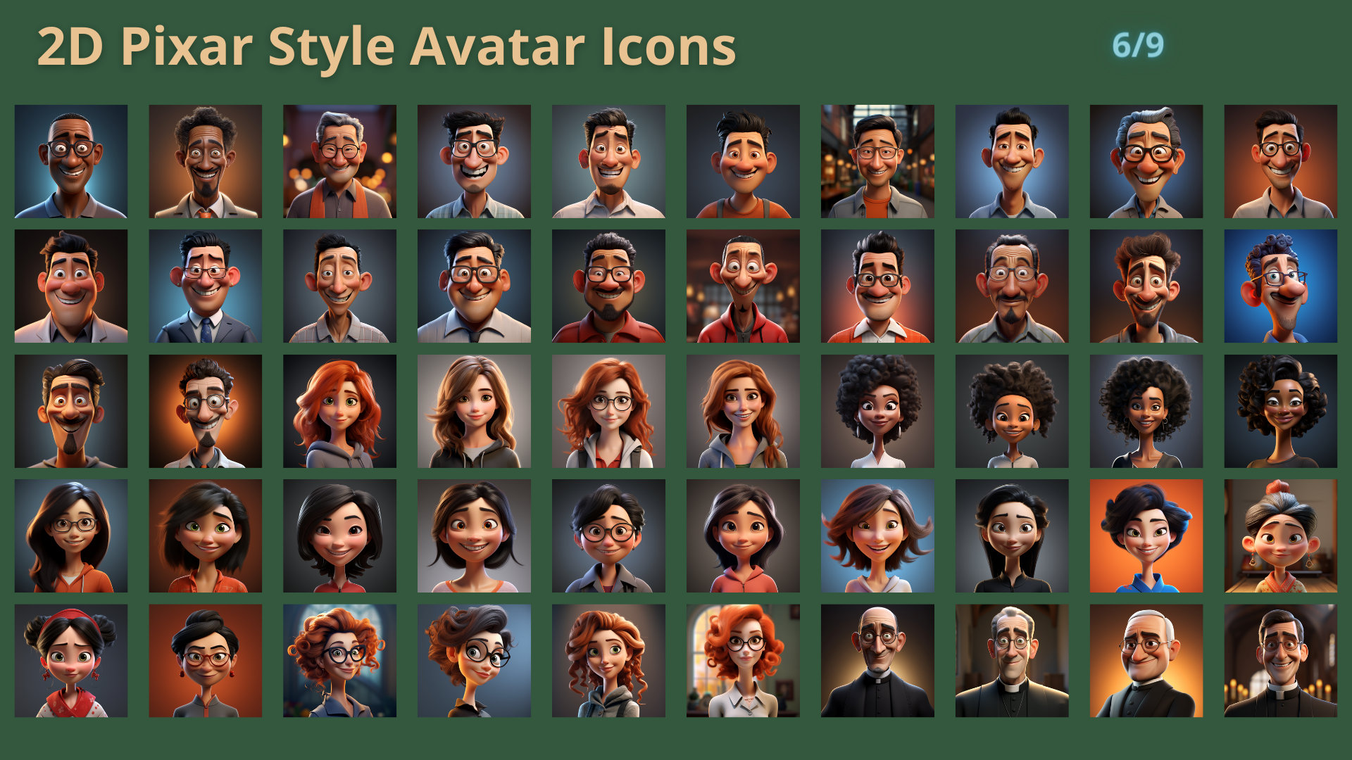 2D Pixar Style, Character Avatar Icons Mega Pack V1 - Etsy