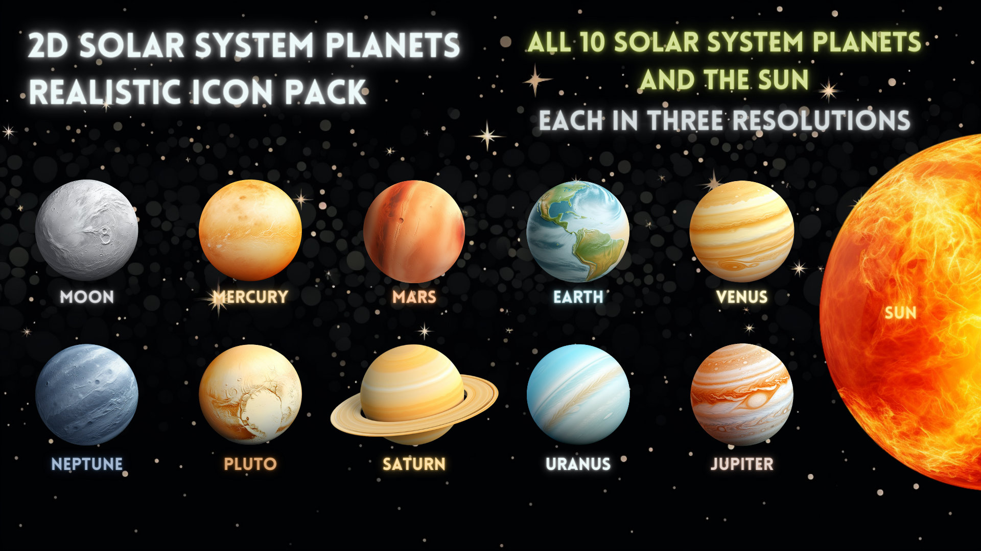2D Solar System Realistic Pack - Etsy