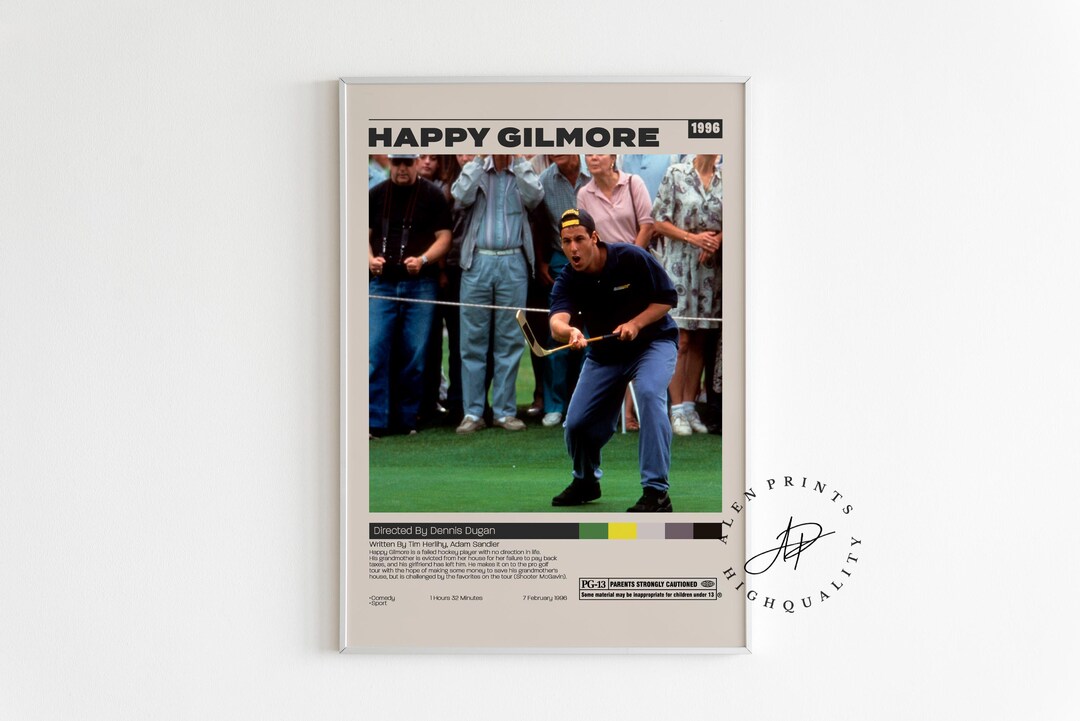 Happy Gilmore, Dennis Dugan, Minimalist Movie Poster, Vintage Retro Art ...
