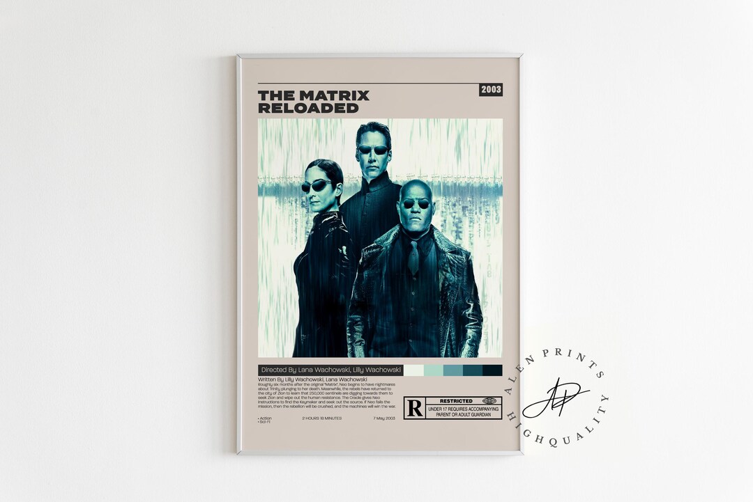 The Matrix Reloaded, Lana Wachowski, Minimalist Movie Poster, Vintage ...