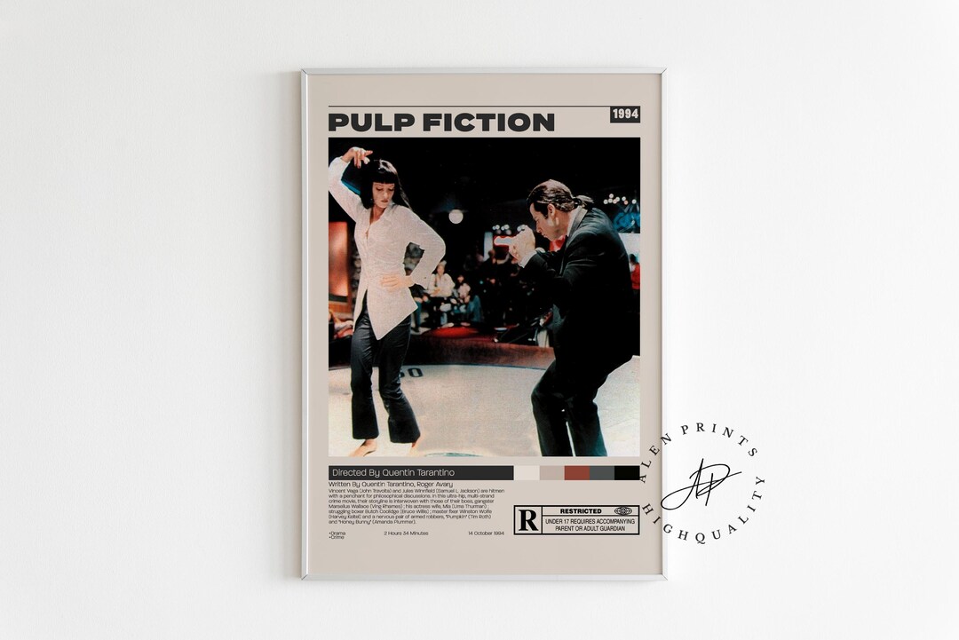 Pulp Fiction Poster, Quentin Tarantino, Minimalist Movie Poster ...