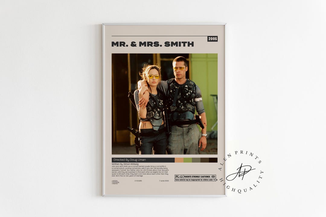 Mr. & Mrs. Smith Poster, Doug Liman, Minimalist Movie Poster, Vintage ...