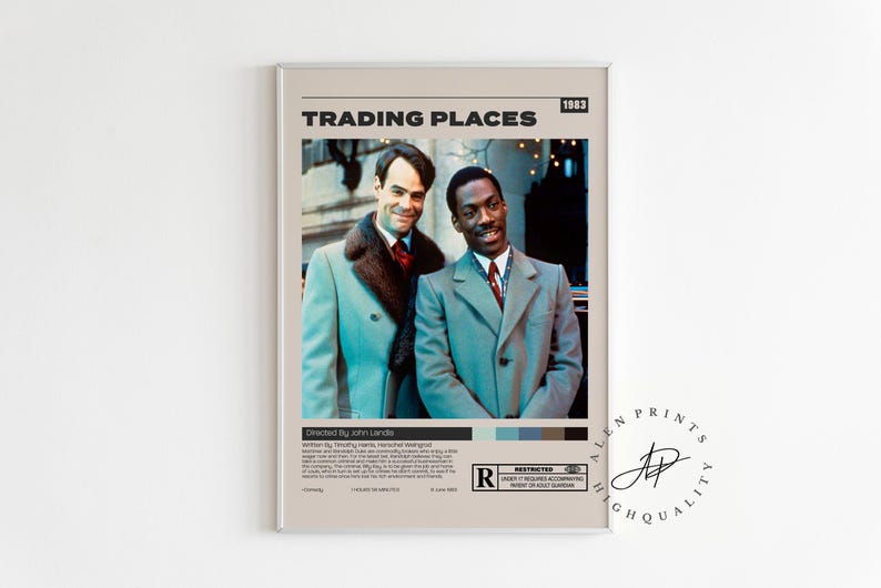Trading Places Poster, John Landis, Minimalist Movie Poster, Vintage ...