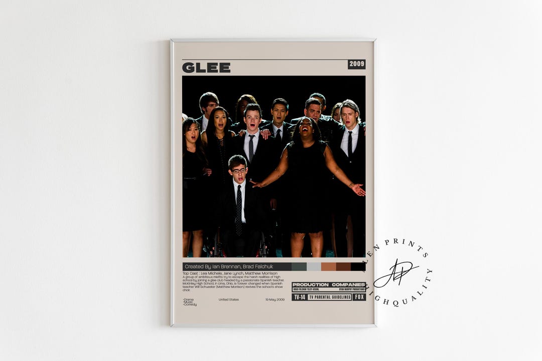 Glee Poster, Ian Brennan, Minimalist Tv Series, Vintage Retro Art Print ...