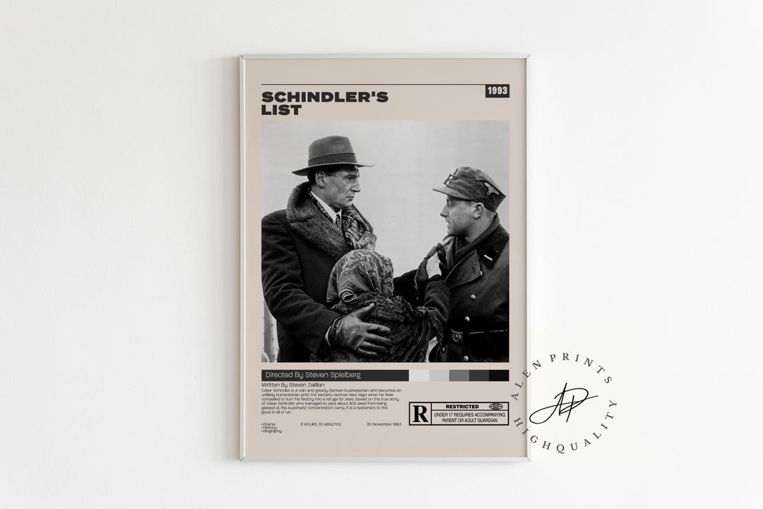 Schindler's List, Steven Spielberg, Minimalist Movie Poster, Vintage ...