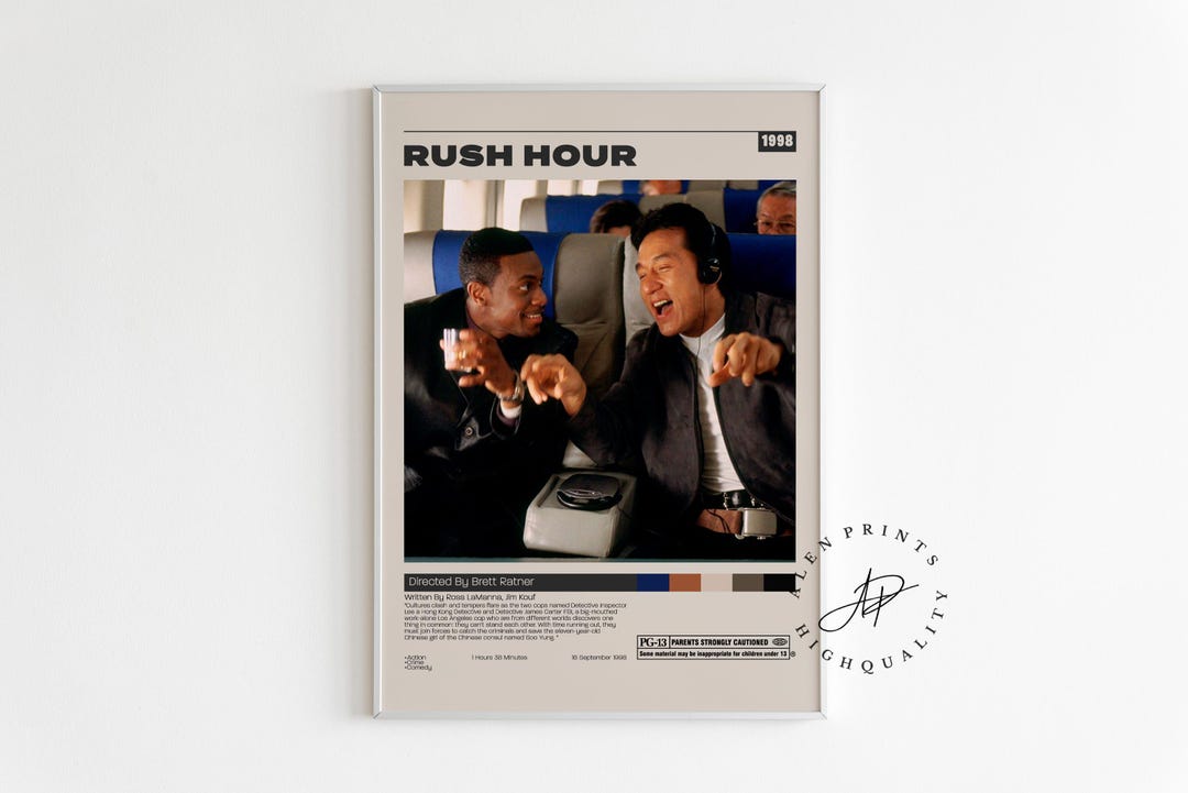 Rush Hour Poster, Brett Ratner, Minimalist Movie Poster, Vintage Retro ...